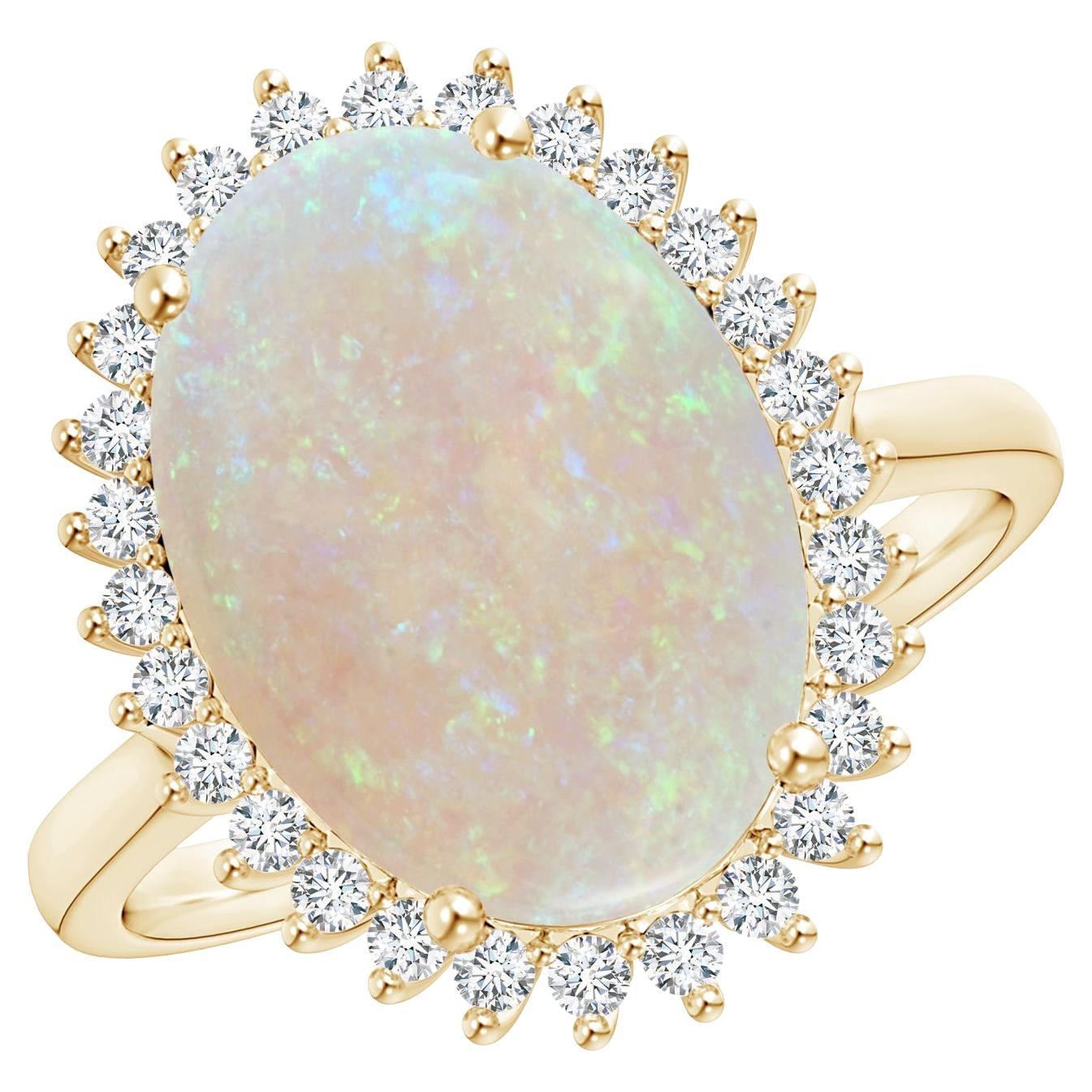 Customizable GIA Certified Natural Classic Oval Opal Halo Ring in Rose ...