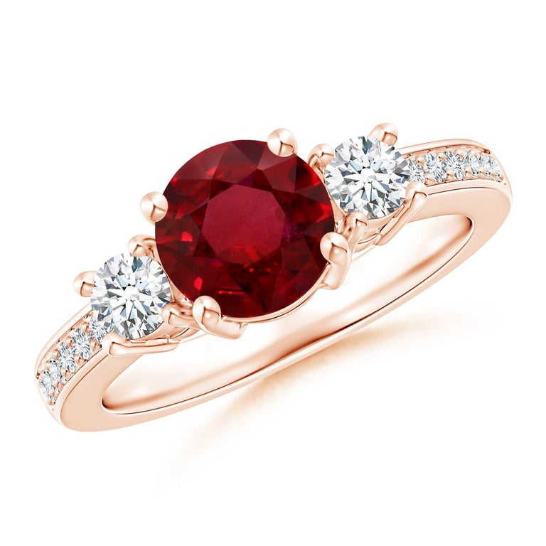 Customizable Angara Gia Certified Natural Classic Ruby and Diamond Ring in Rose Gold For Sale at ...