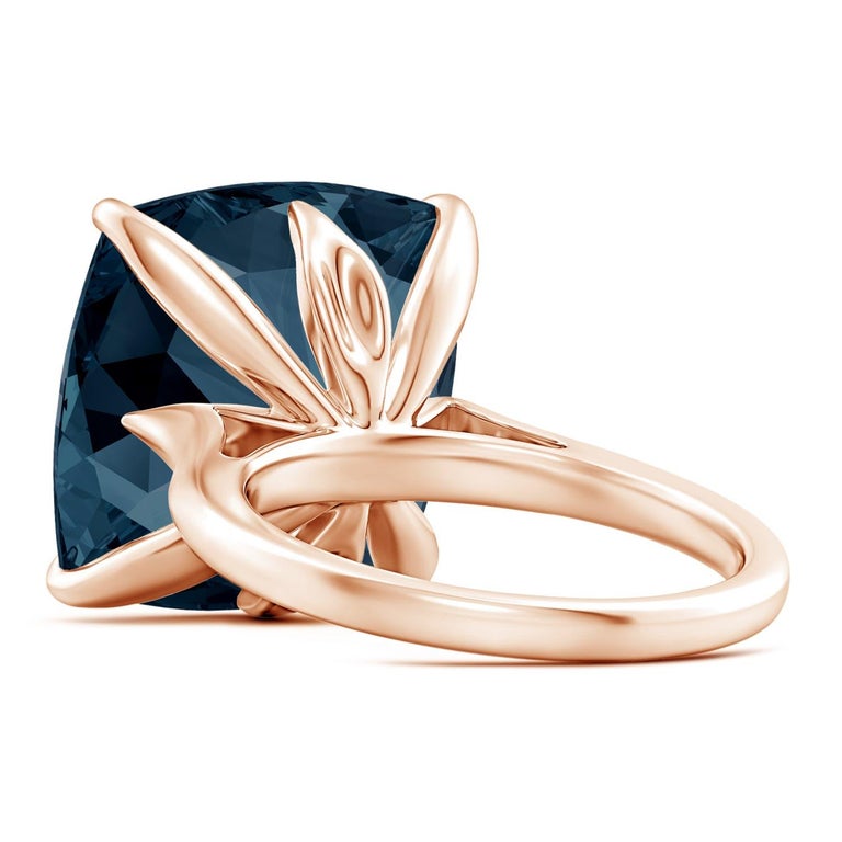 Customizable Angara Gia Certified Natural Cushion London Blue Topaz Solitaire Rose Gold Ring For ...