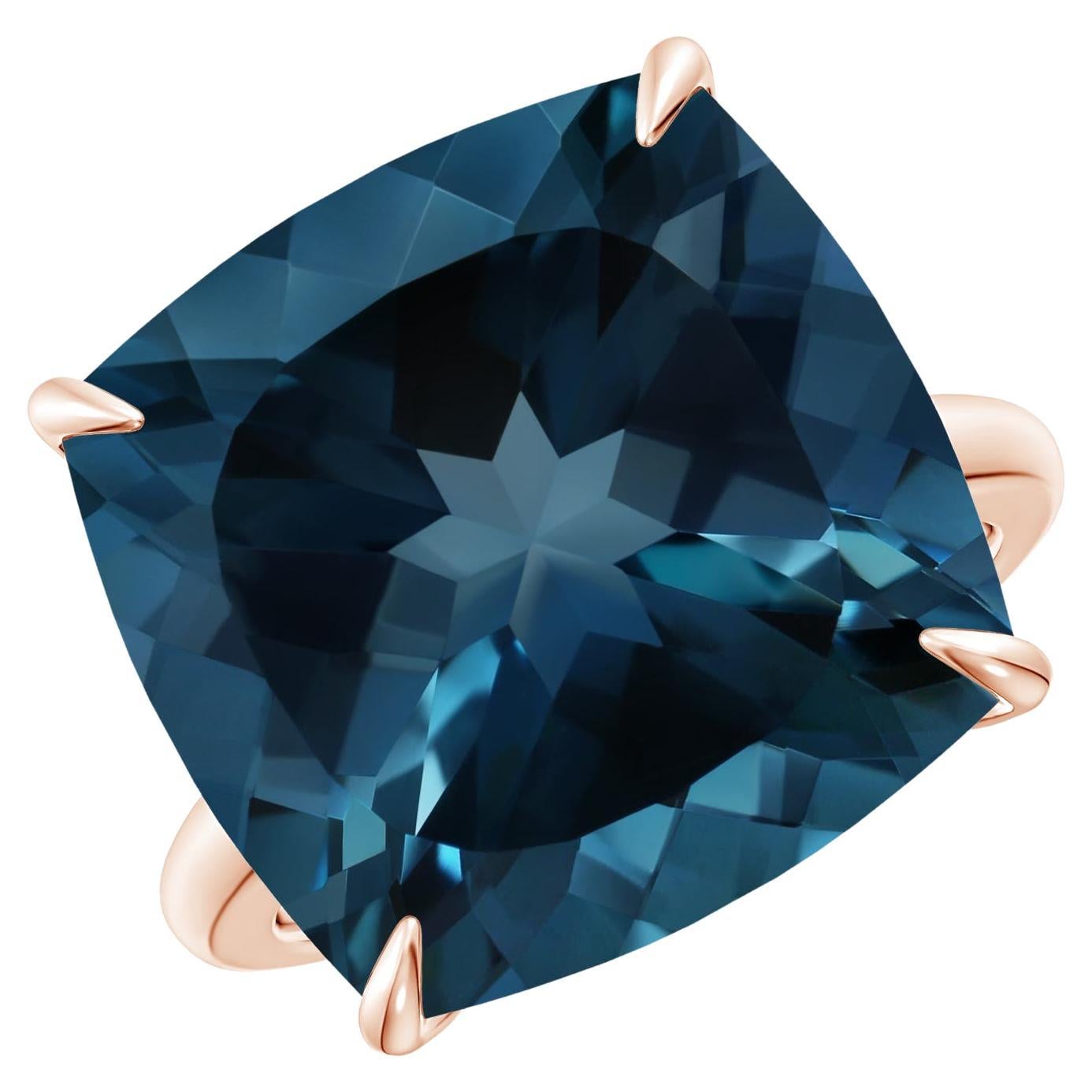 Customizable Angara Gia Certified Natural Cushion London Blue Topaz Solitaire Rose Gold Ring For ...