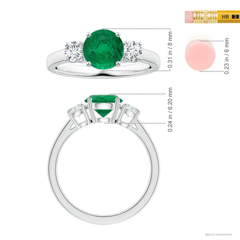 Customizable ANGARA GIA Certified Natural Emerald 3-Stone Ring in White Gold with Diamonds For ...