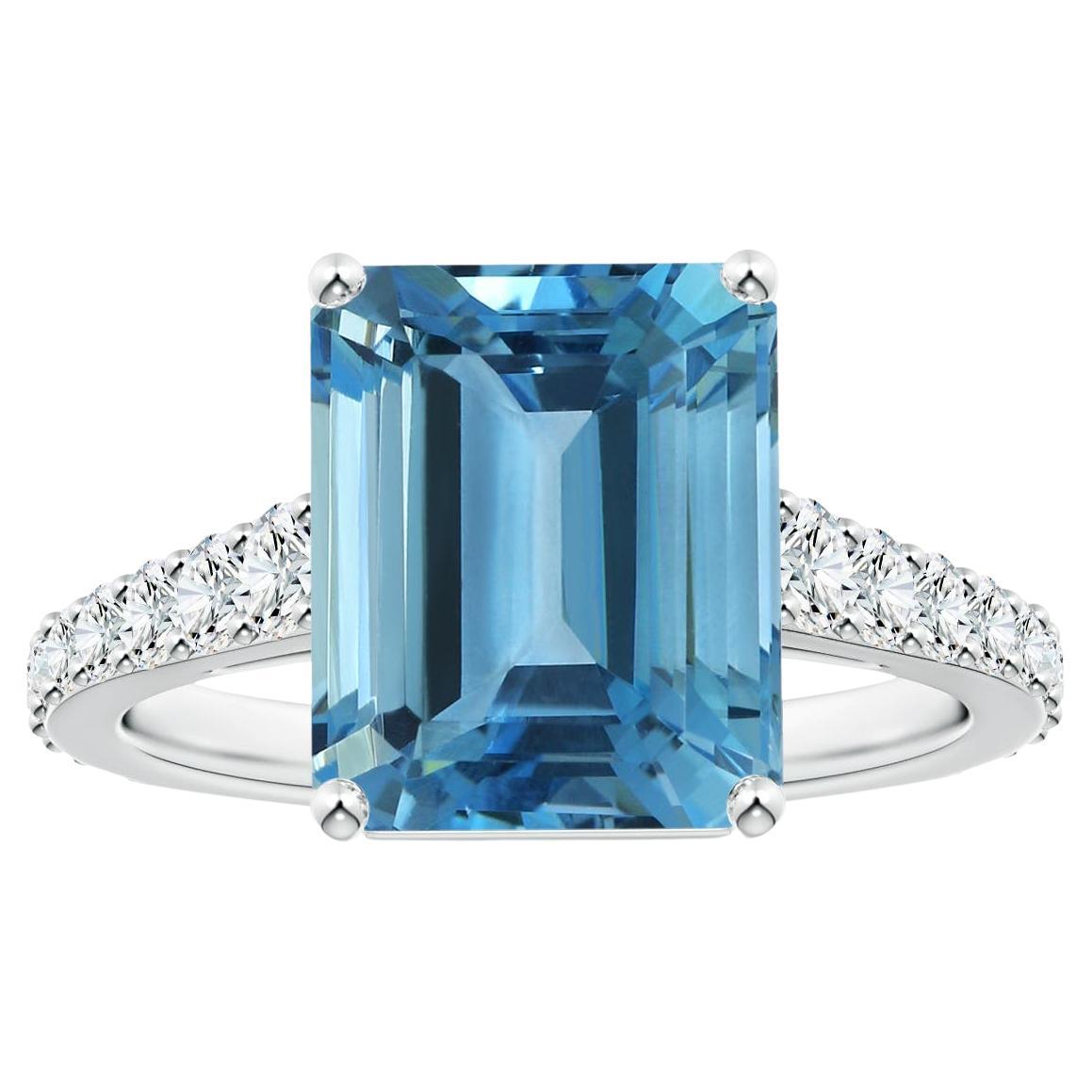 Customizable Angara Gia Certified Square Emerald-Cut Aquamarine Diamond ...