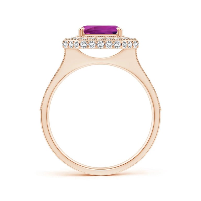 Customizable GIA Certified Natural Emerald Cut Pink Sapphire Halo Ring ...