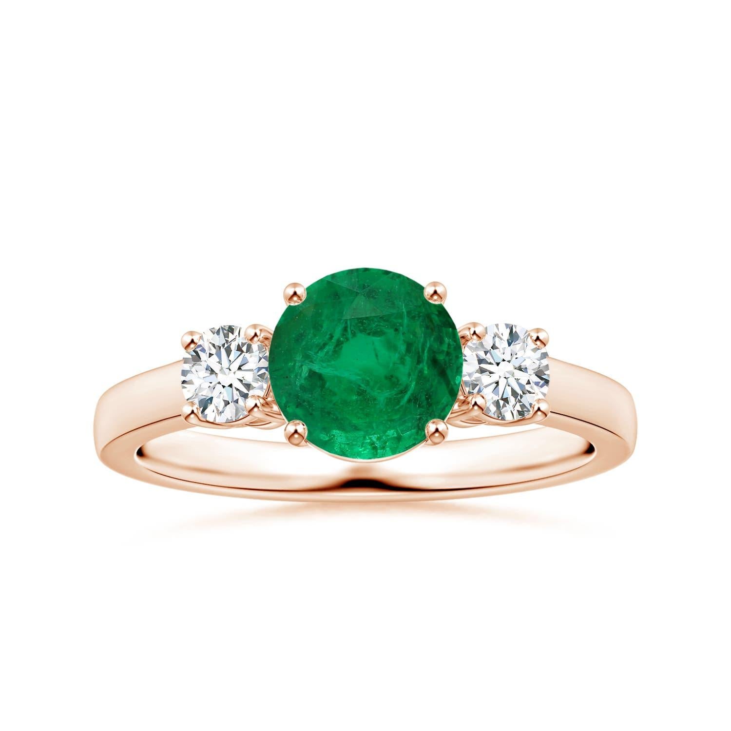 Customizable ANGARA 3-Stone GIA Certified Natural Emerald Ring in Rose ... Customizable ANGARA 3-Stone GIA Certified Natural Emerald Ring in Rose ...