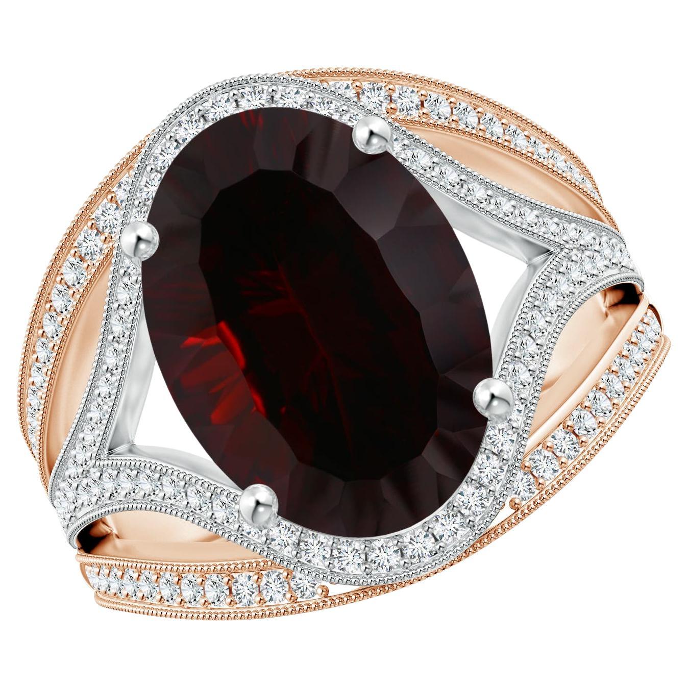 Customizable GIA Certified Natural Oval Garnet Ornate Shank Cocktail ...