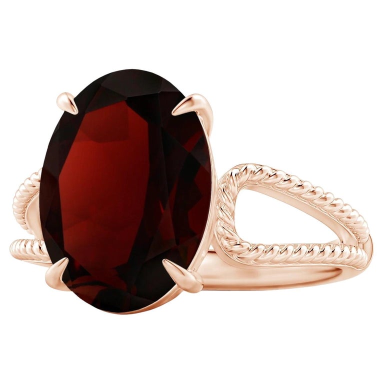 Customizable ANGARA GIA Certified Natural Garnet Split Shank Ring in ...
