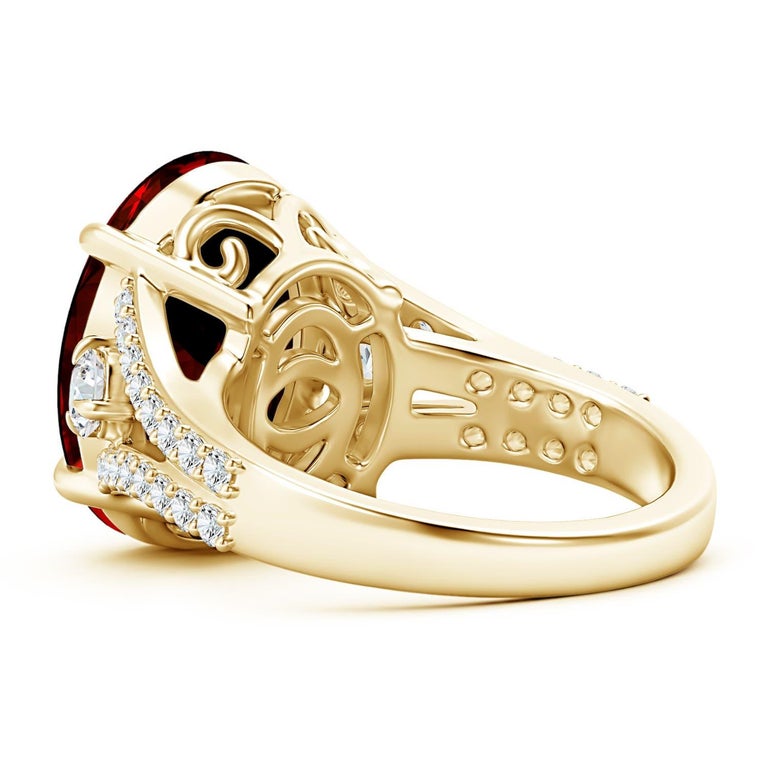 Customizable ANGARA GIA Certified Natural Garnet Split Shank Ring in ...