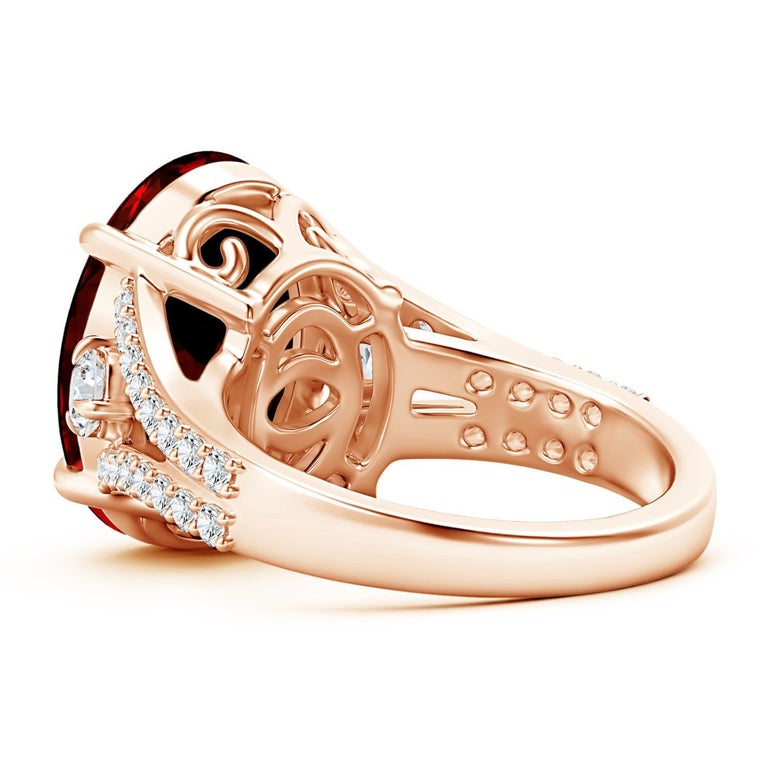 Customizable GIA Certified Natural Garnet Split Shank Rose Gold Ring ...