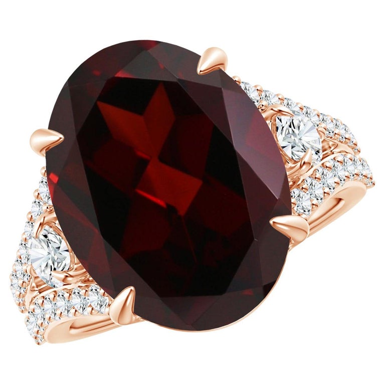 Customizable GIA Certified Natural Garnet Split Shank Rose Gold Ring ...