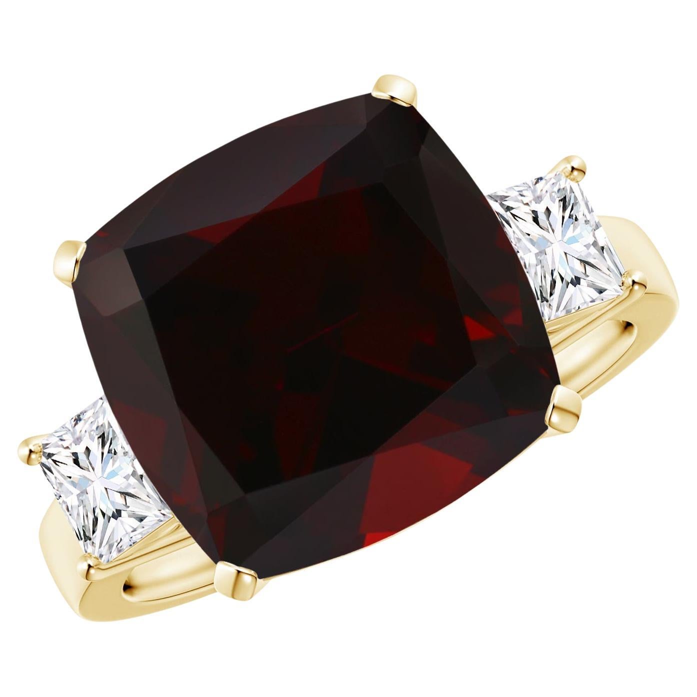 Customizable GIA Certified Natural Garnet Three Stone Ring in Yellow ...