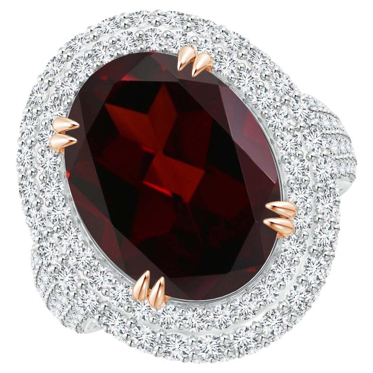 Customizable ANGARA GIA Certified Natural Garnet Triple Halo Ring in ...