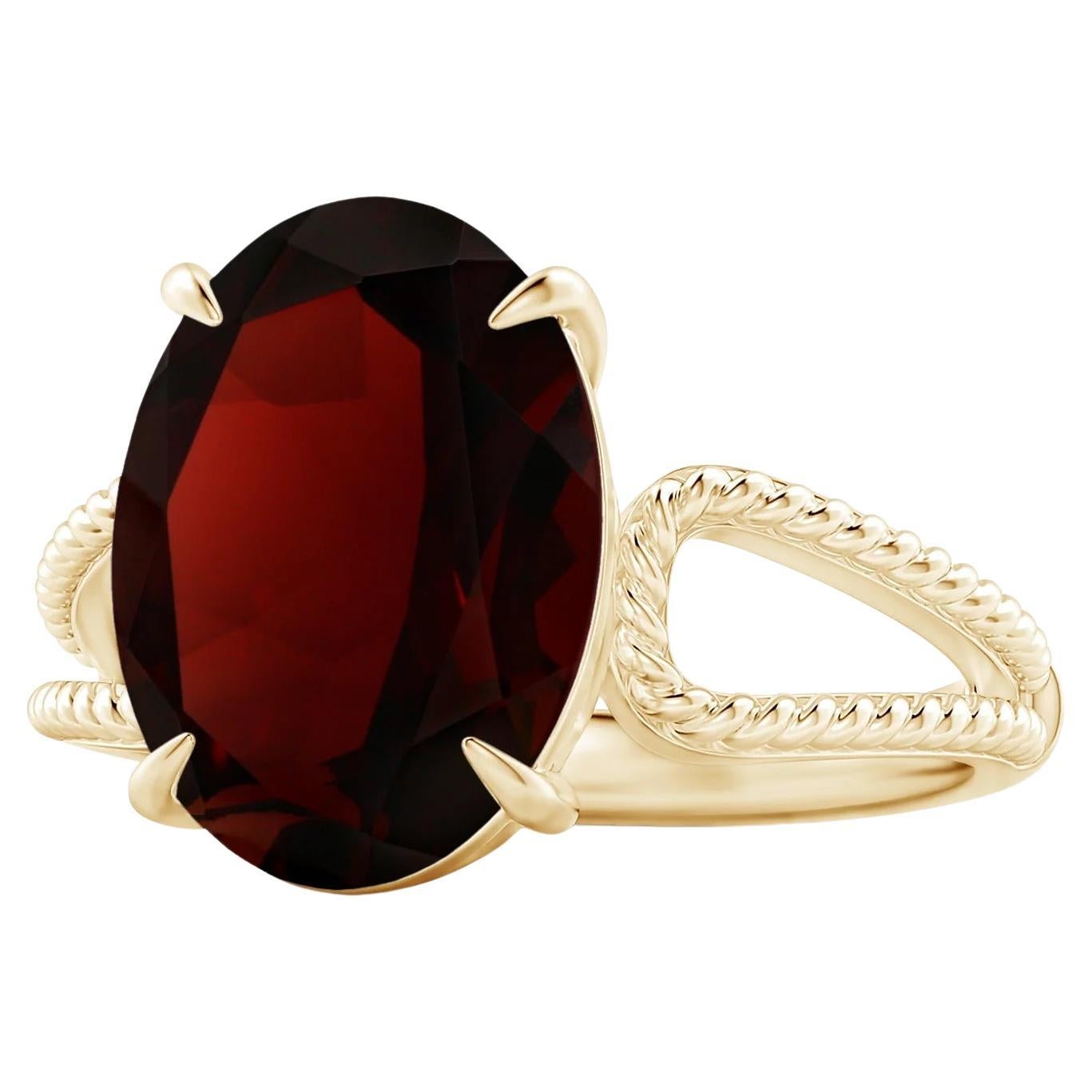 Customizable GIA Certified Natural Garnet Twist Rope Split Shank Ring ...