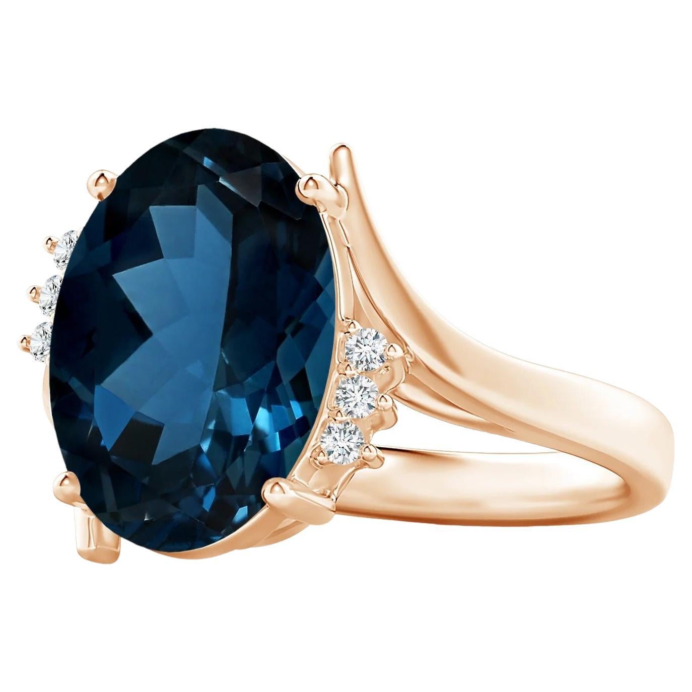 Customizable ANGARA GIA Certified Natural London Blue Topaz Ring in ...