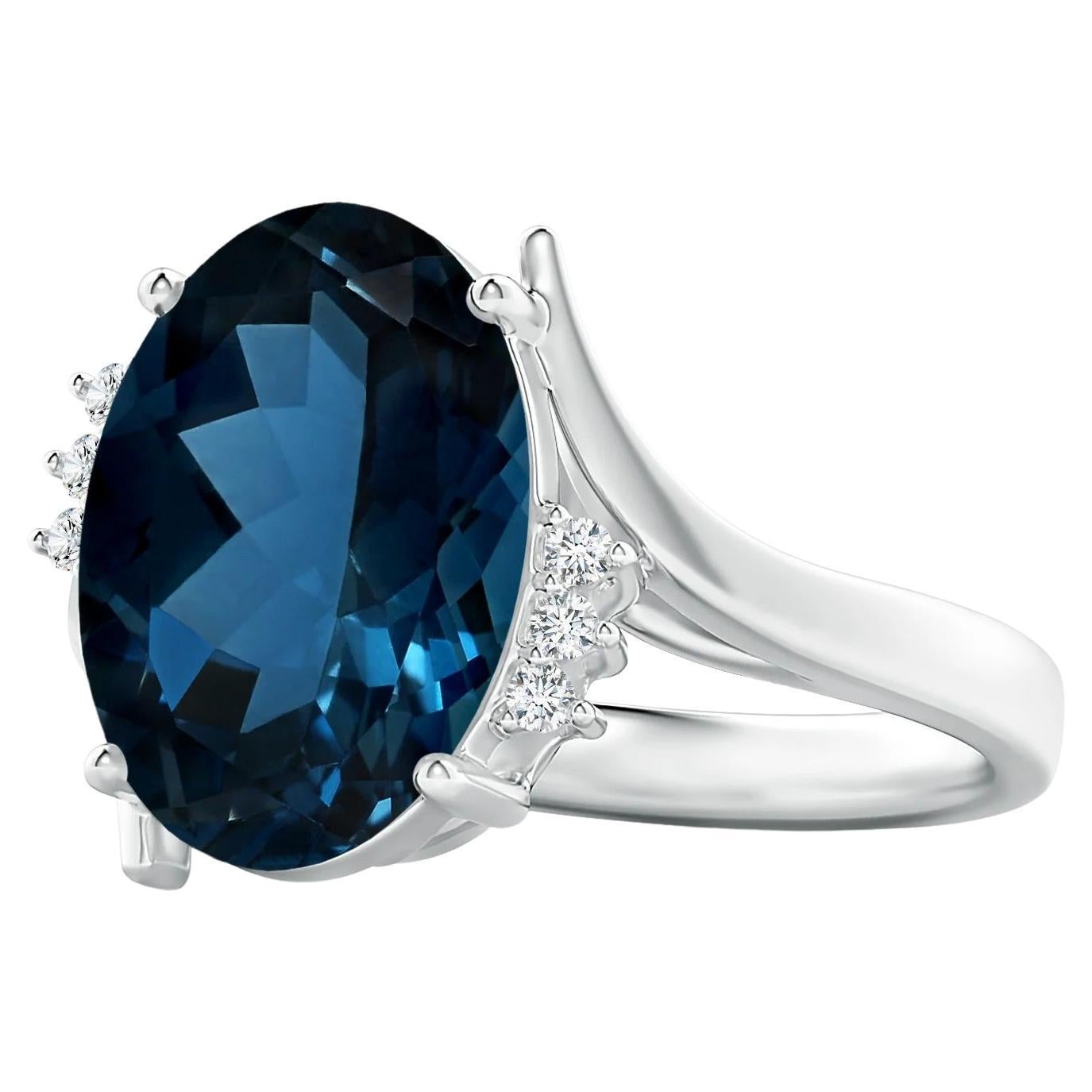 Customizable ANGARA GIA Certified Natural London Blue Topaz Ring in ...