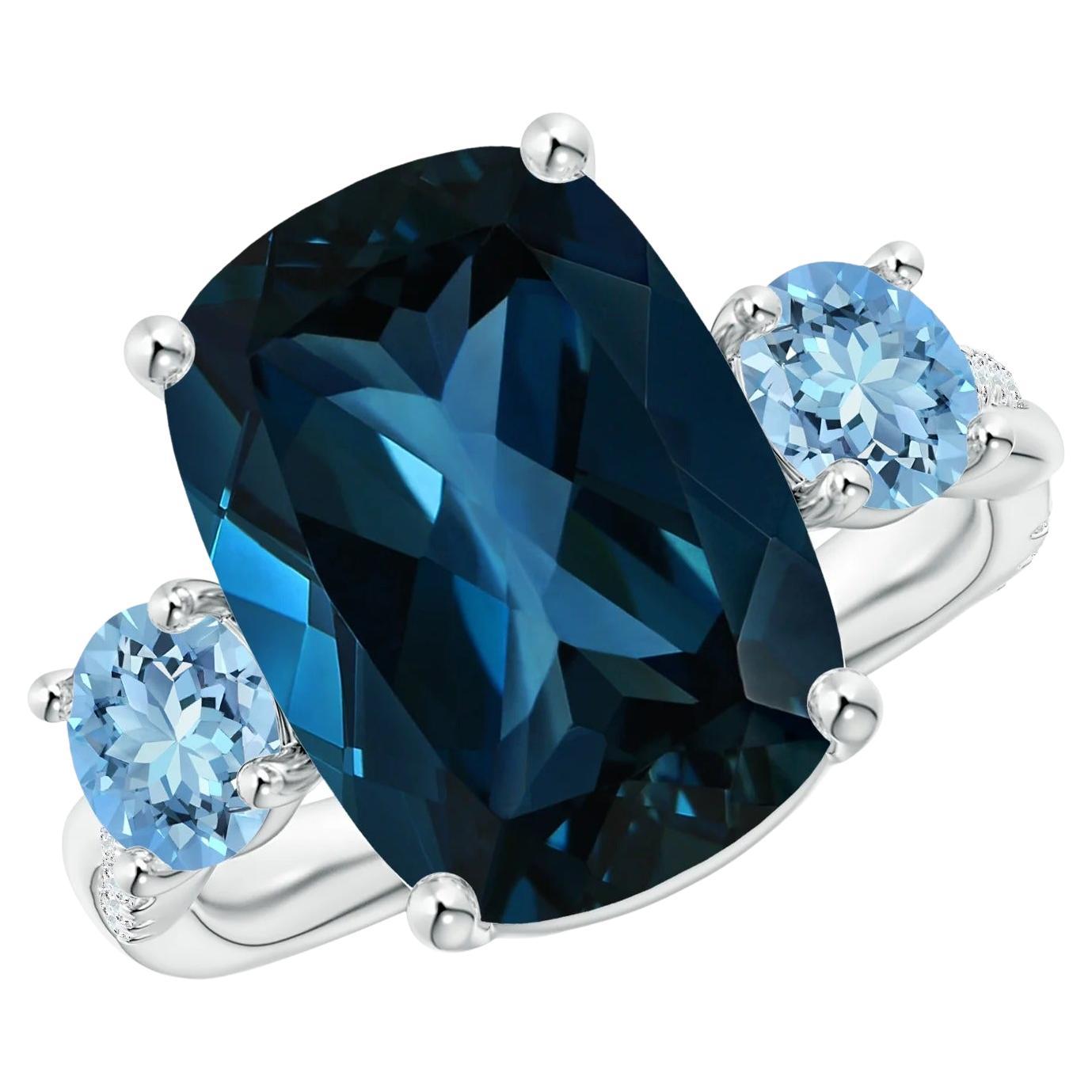 Customizable Angara GIA Certified Natural London Blue Topaz Three Stone ...