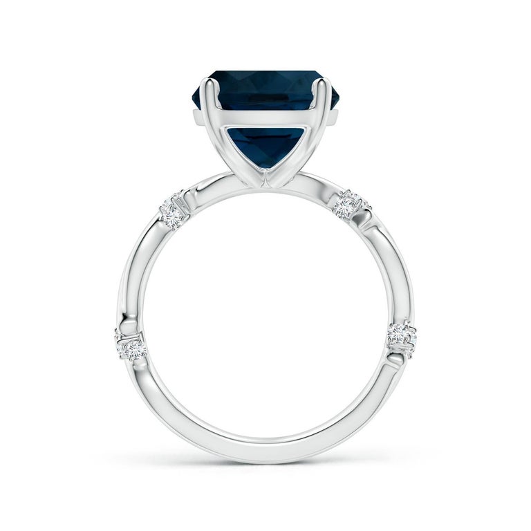 Customizable Angara GIA Certified Natural London Blue Topaz Twist Shank Ring in White Gold For ...