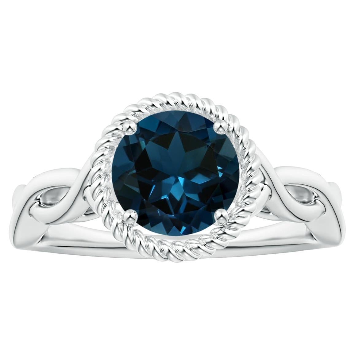 Customizable GIA Certified Natural London Blue Topaz Twisted Halo Ring ...