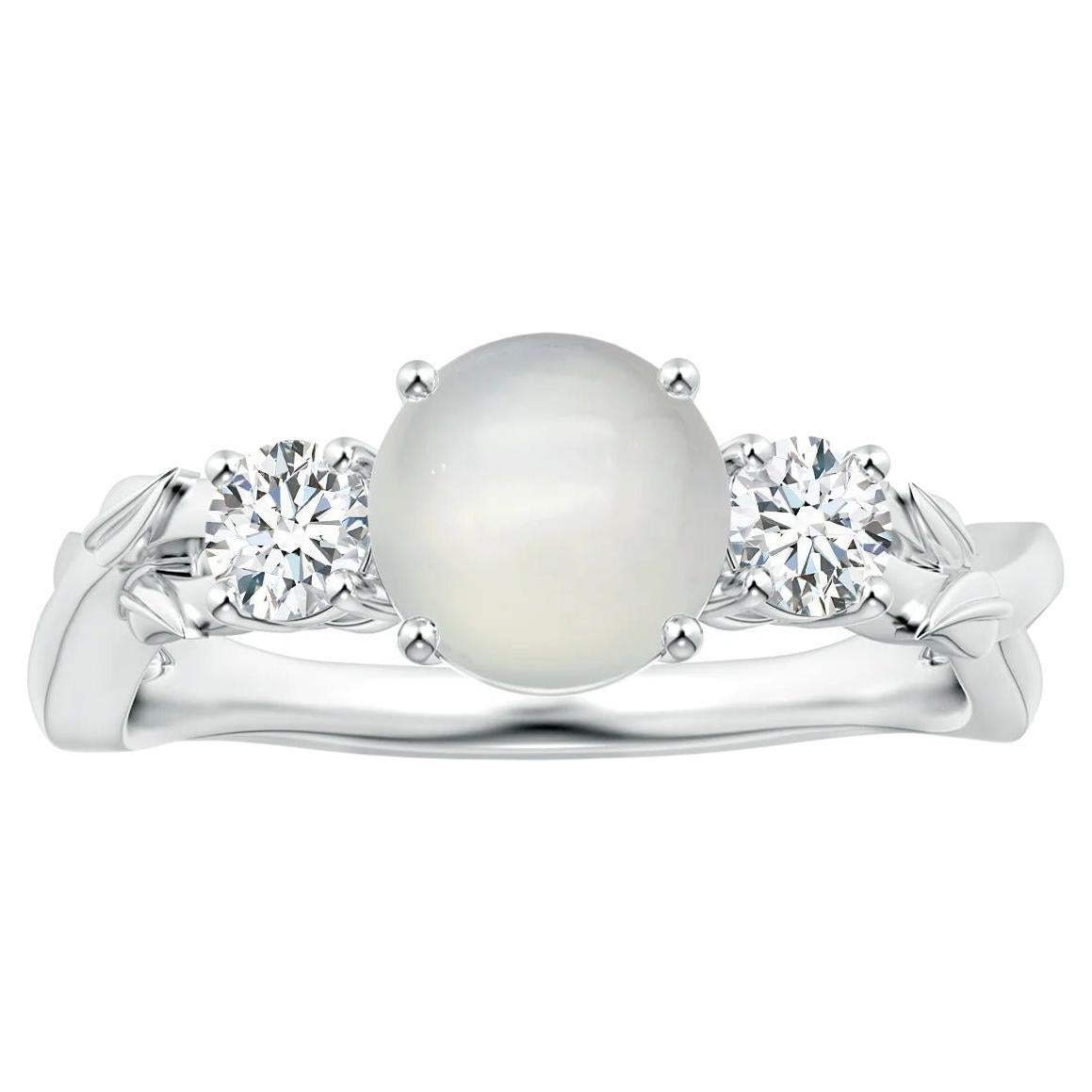 Moonstone with Diamond Ring Set in 18 Karat White Gold Settings For ...
