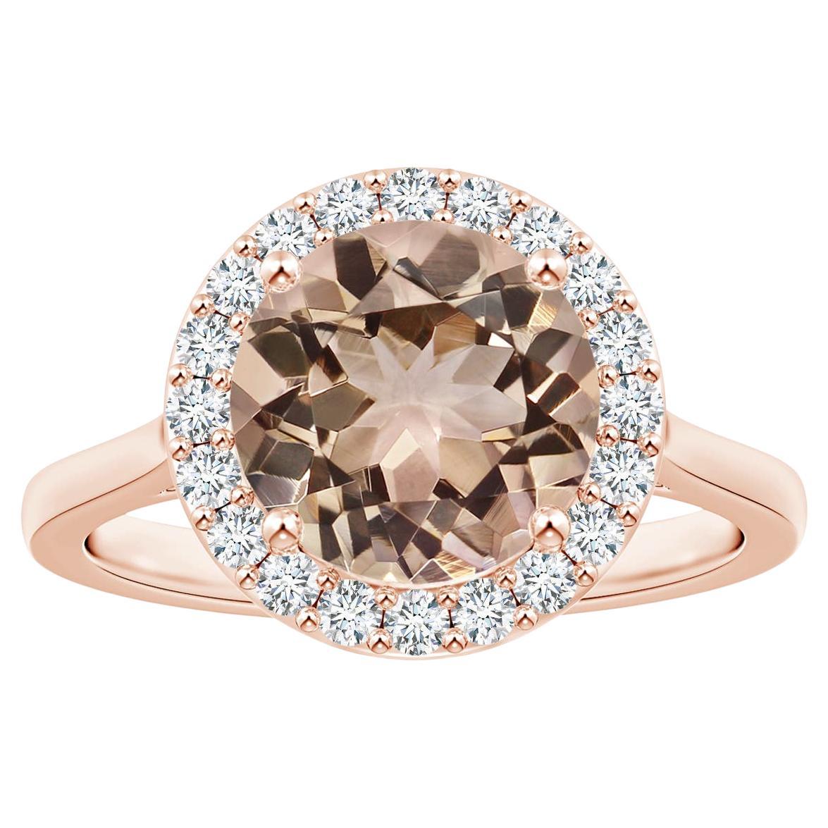 Customizable ANGARA GIA Certified Natural Morganite Halo Ring in Rose ...