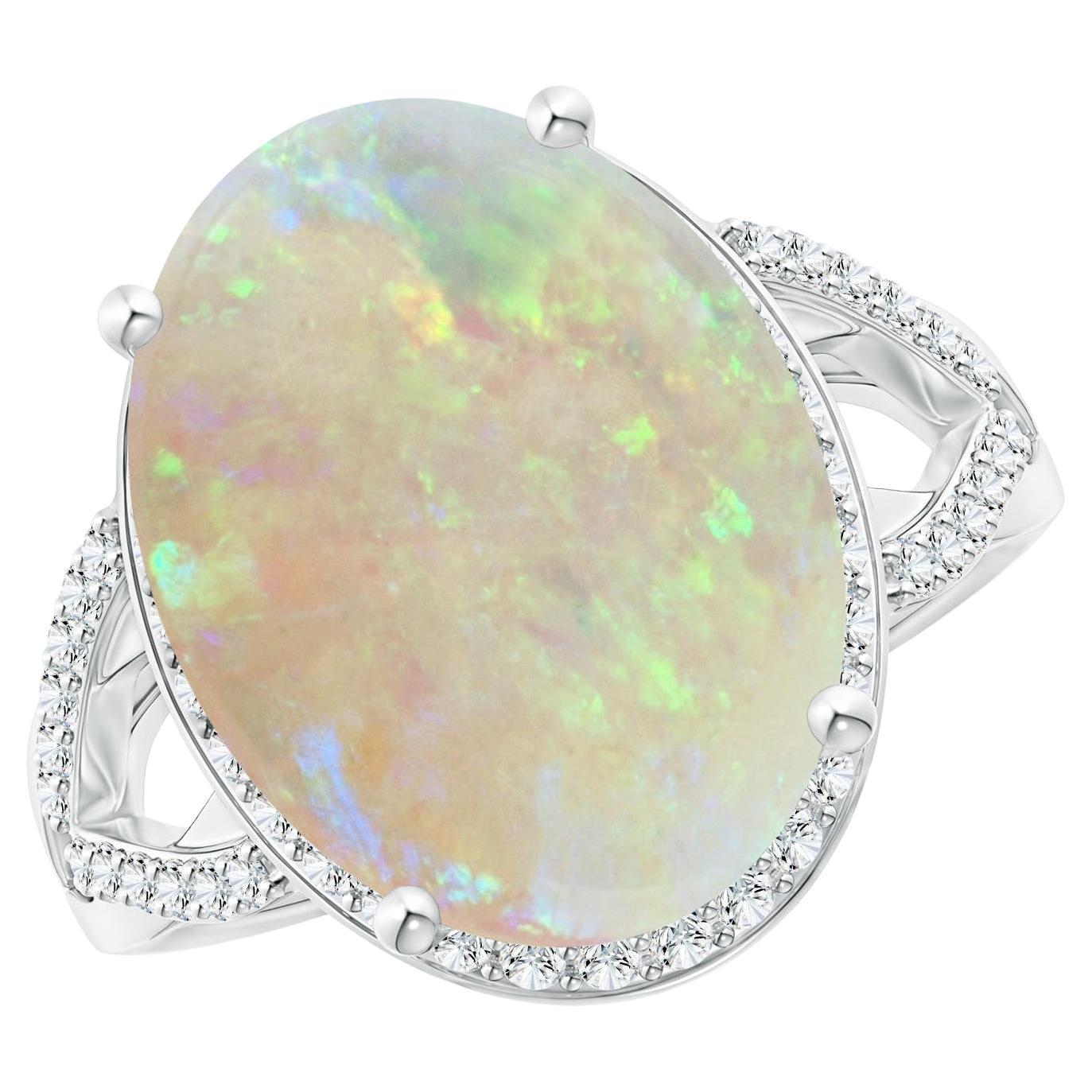 Customizable ANGARA GIA Certified Natural Opal Rose Gold Ring with Diamond Accents For Sale at ...