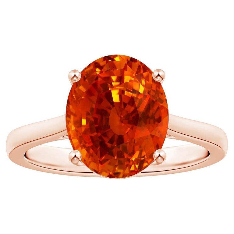 Customizable ANGARA GIA Certified Natural Orange Sapphire Solitaire ...