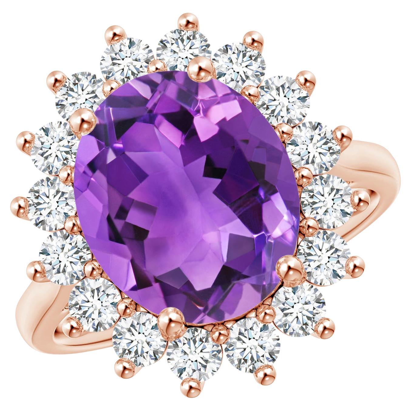 Customizable GIA Certified Natural Oval Amethyst Ring in Yellow Gold ...