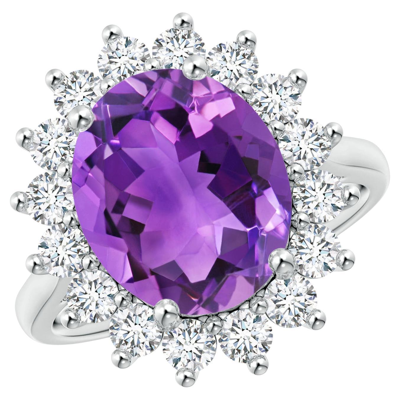 Customizable GIA Certified Natural Oval Amethyst Ring in Yellow Gold ...