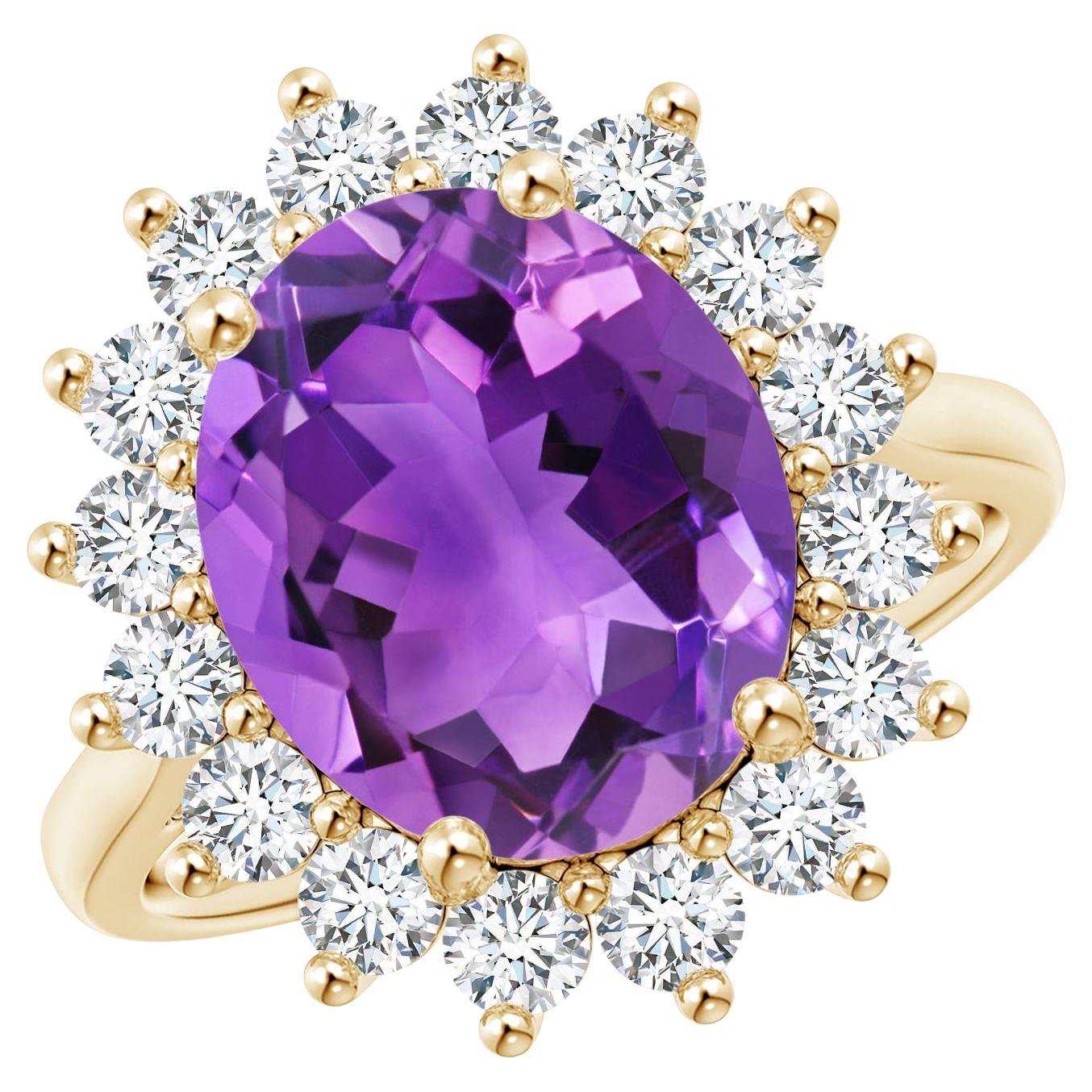 Customizable GIA Certified Natural Oval Amethyst Ring in Rose Gold with ...