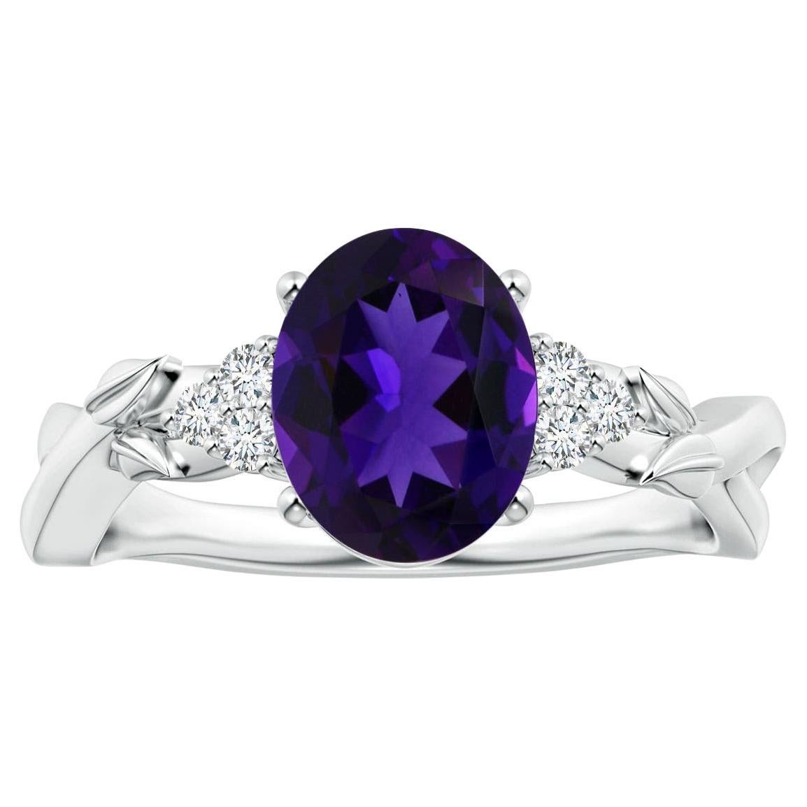 Customizable GIA Certified Natural Oval Amethyst Ring in Rose Gold with ...