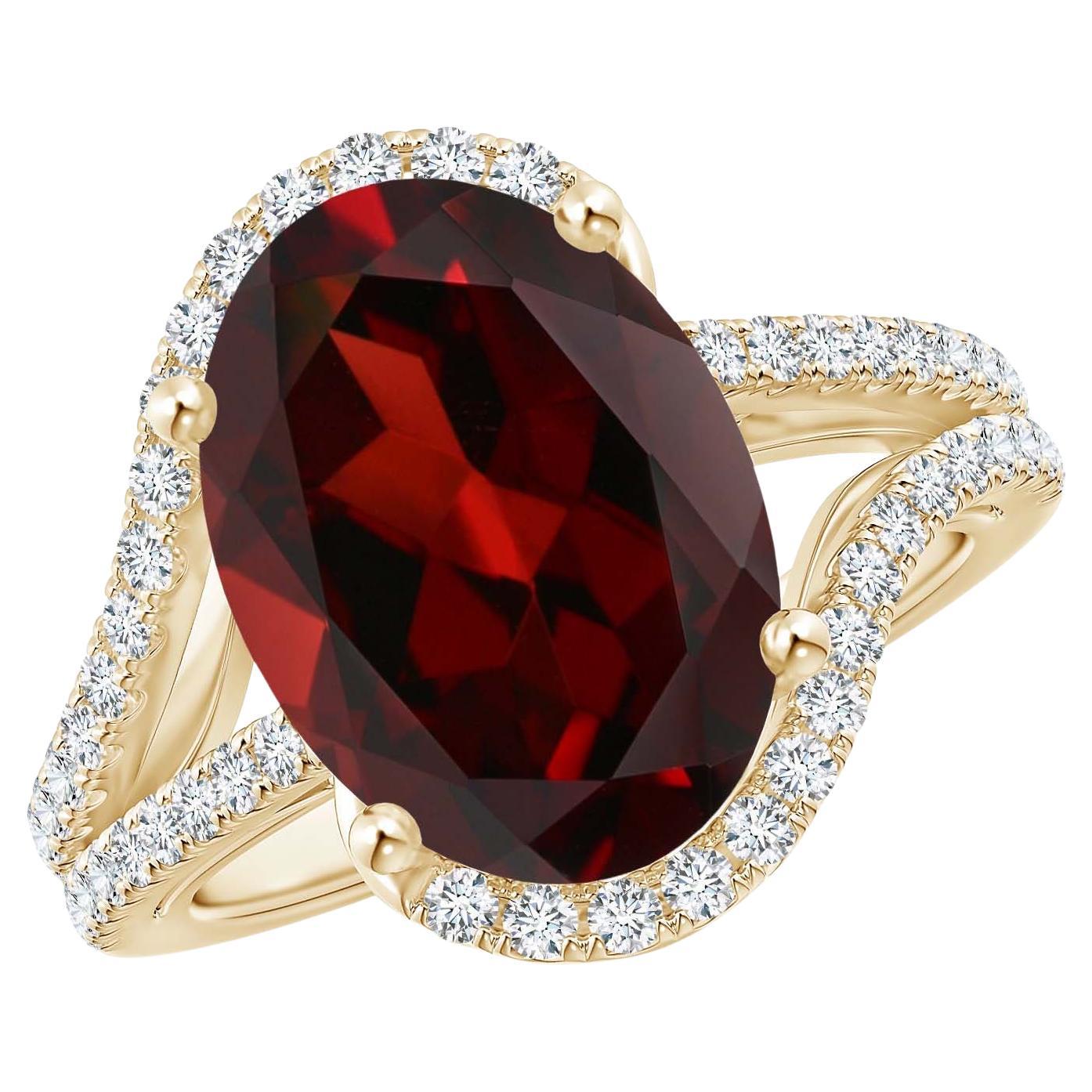 Customizable ANGARA GIA Certified Natural Oval Garnet Bypass Ring in ...