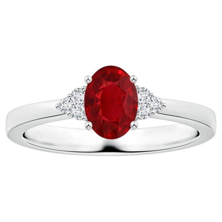 Customizable Angara Gia Certified Natural Oval Ruby Ring in White Gold ...