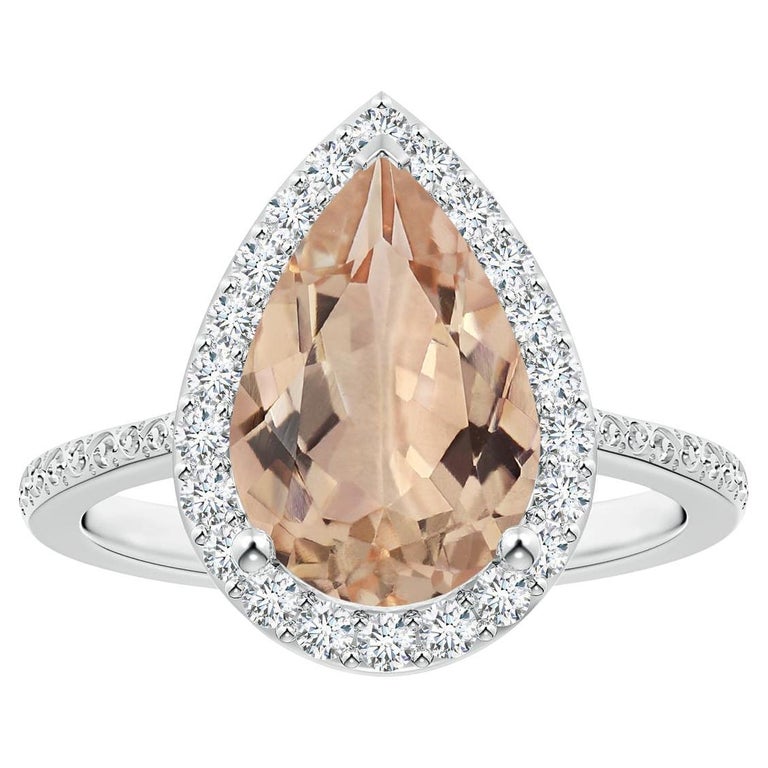 Customizable Angara Gia Certified Natural Pear-Shaped Morganite Halo ...