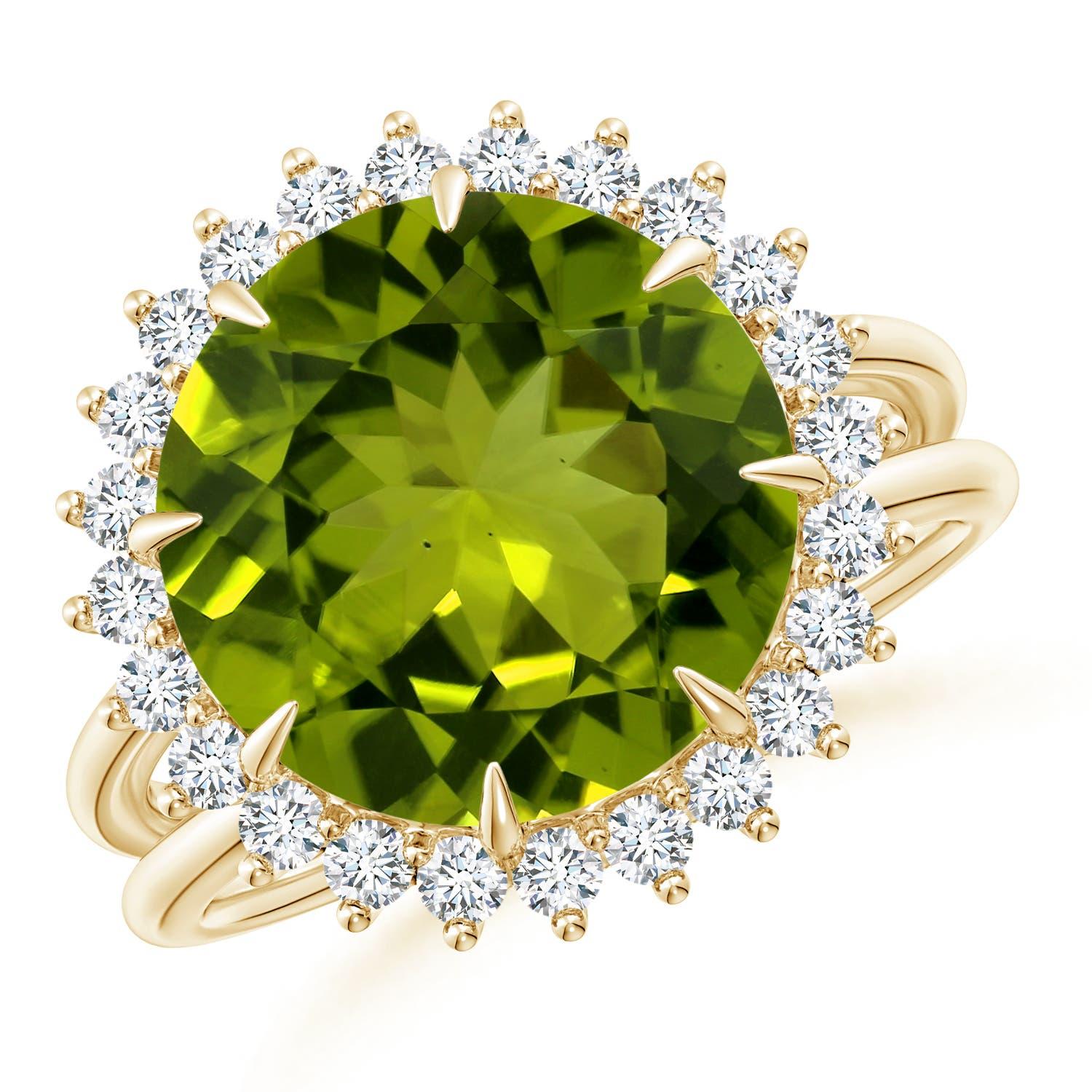 Customizable ANGARA GIA Certified Natural Peridot Ring in White Gold ...