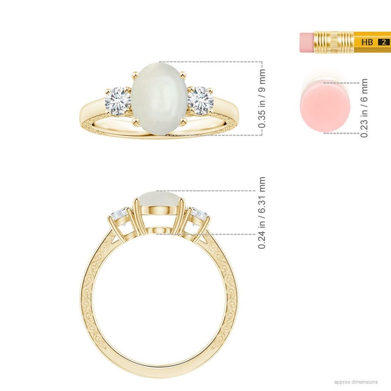 Customizable Angara Gia Certified Natural Rainbow Moonstone Three Stone ...