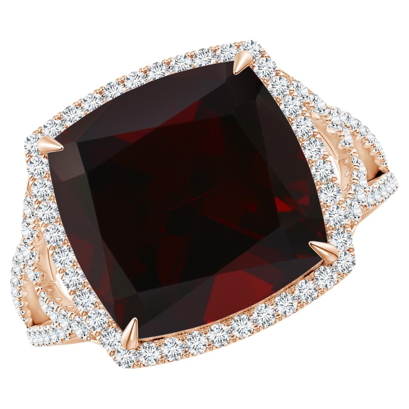 Customizable ANGARA GIA Certified Natural Rectangular Garnet Halo ...