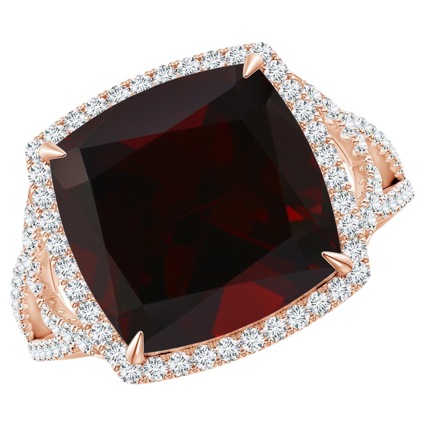 Customizable ANGARA GIA Certified Natural Garnet Triple Halo Ring in ...