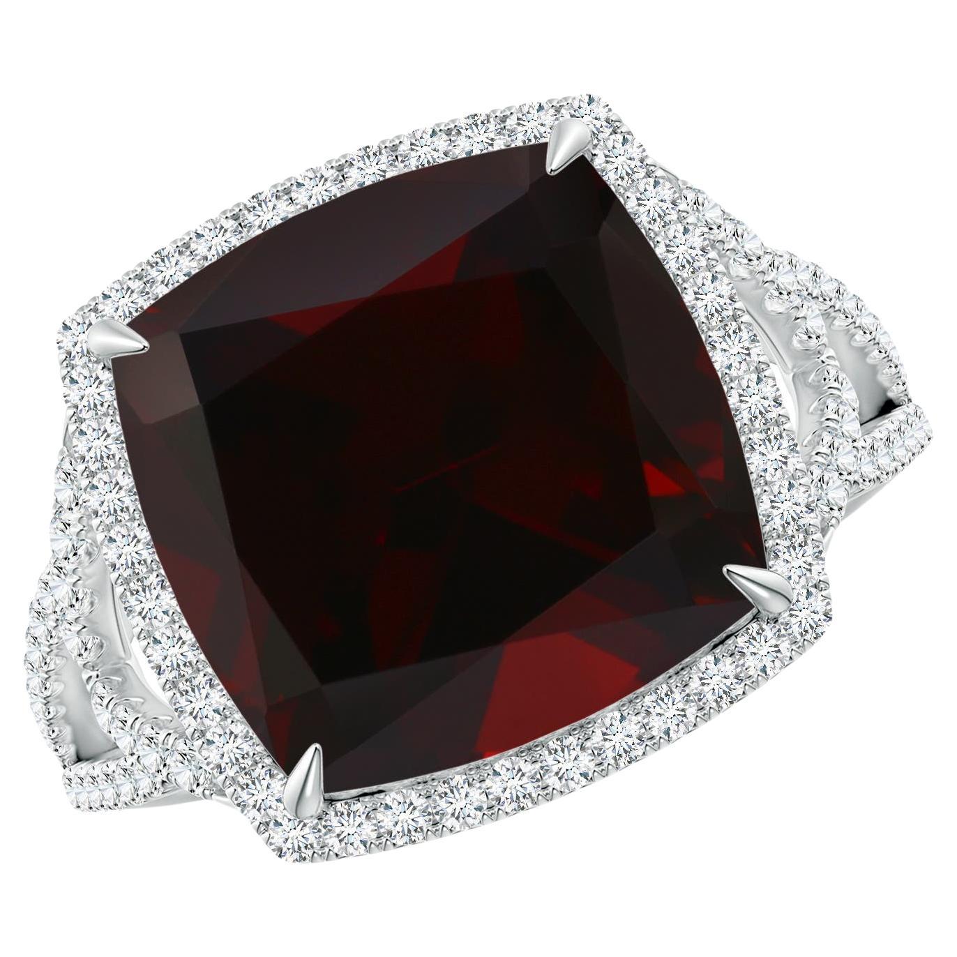 Customizable Angara Gia Certified Natural Rectangular Garnet Halo ...