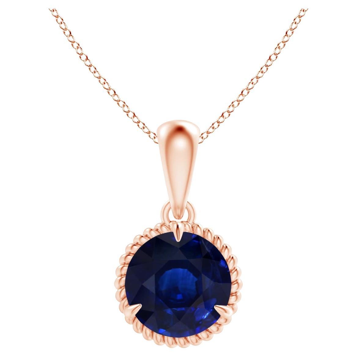 GIA Certified Natural Rope-Framed Sapphire Solitaire Pendant in Rose ...