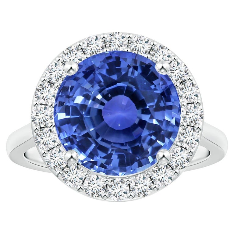 Customizable Angara Gia Certified Natural Round Blue Sapphire Ring in ...