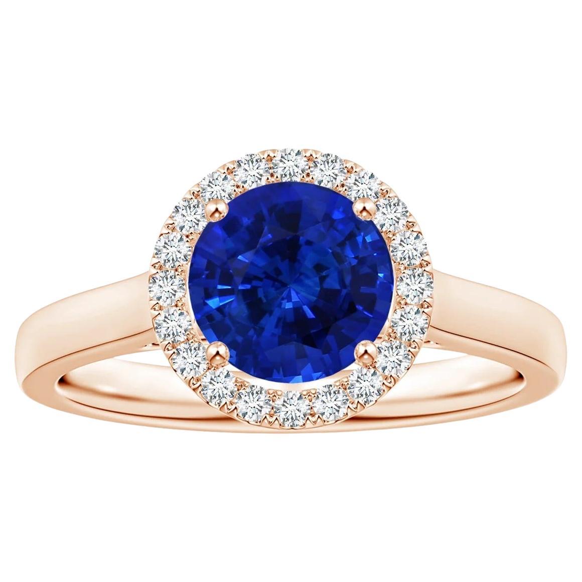 Customizable Angara Gia Certified Natural Round Sapphire Ring in Rose ...