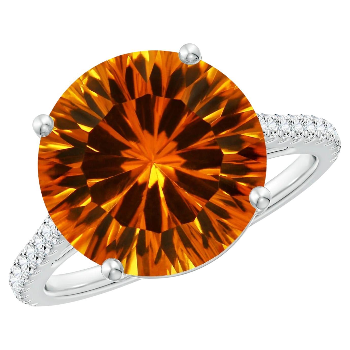 Customizable GIA Certified Natural Round Citrine Cocktail Ring in White ...