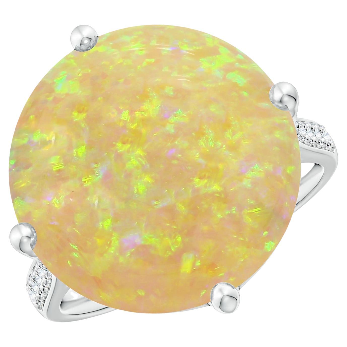 Customizable Angara Gia Certified Natural Round Opal Solitaire Ring in Yellow Gold For Sale at ...