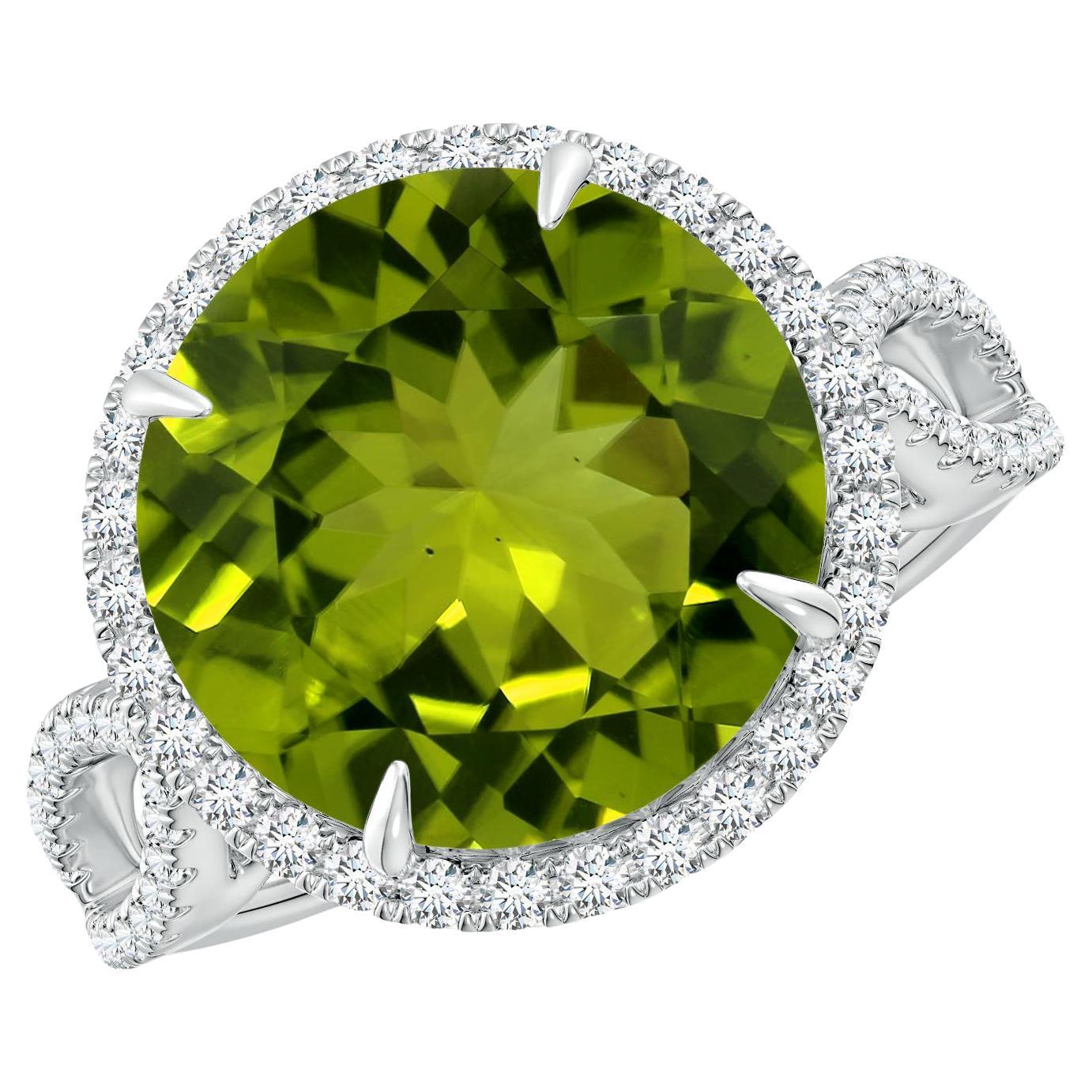 Customizable Angara GIA Certified Natural Round Peridot Split Shank ...