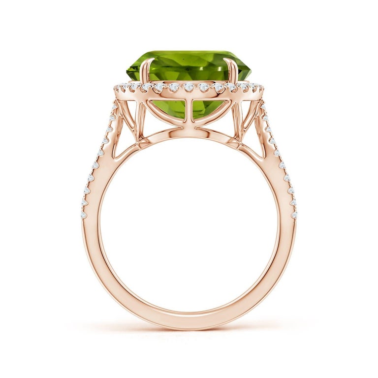 Customizable ANGARA GIA Certified Natural Round Peridot Split Shank ...