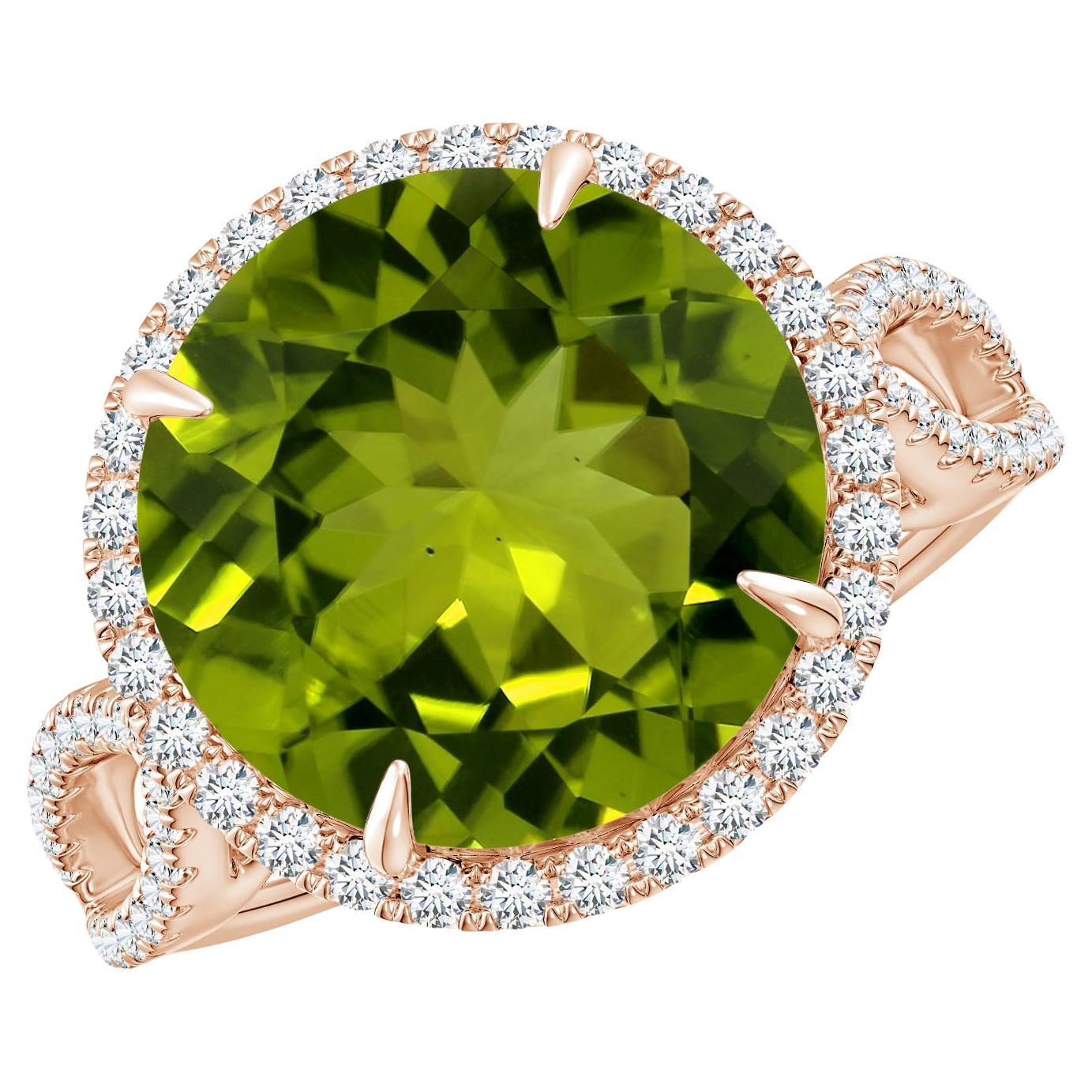 Customizable Angara GIA Certified Natural Round Peridot Split Shank ...