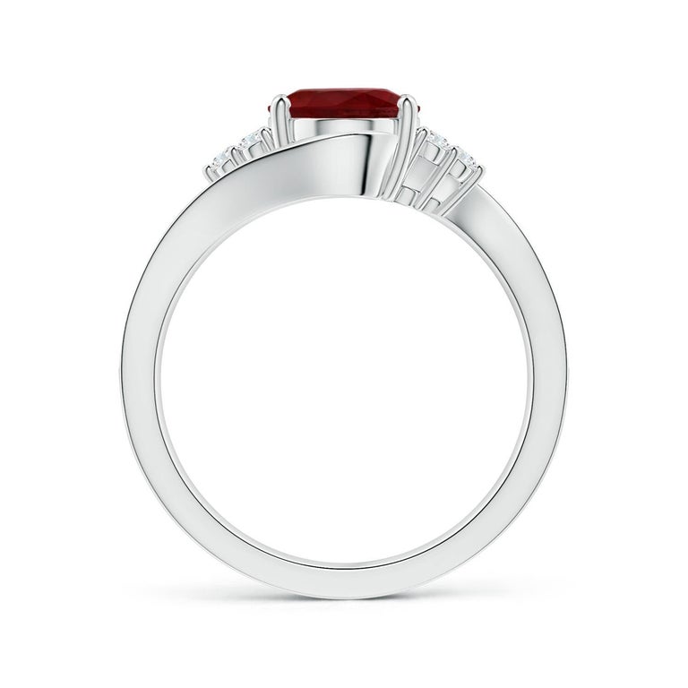 Bypass-Ring aus Platin mit natürlichem Rubin von Angara Gia und ...