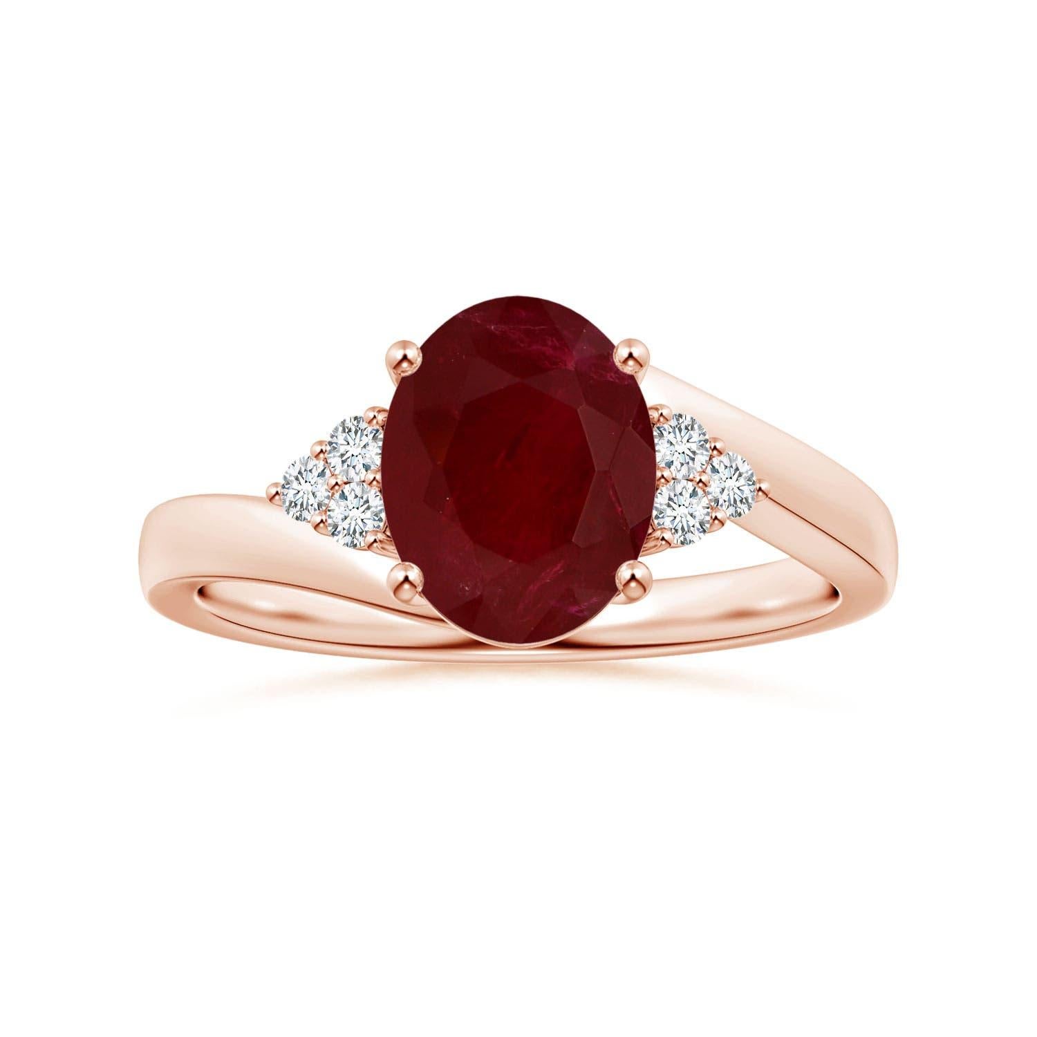 Customizable Angara Gia Certified Natural Ruby Bypass Ring in Rose Gold ...