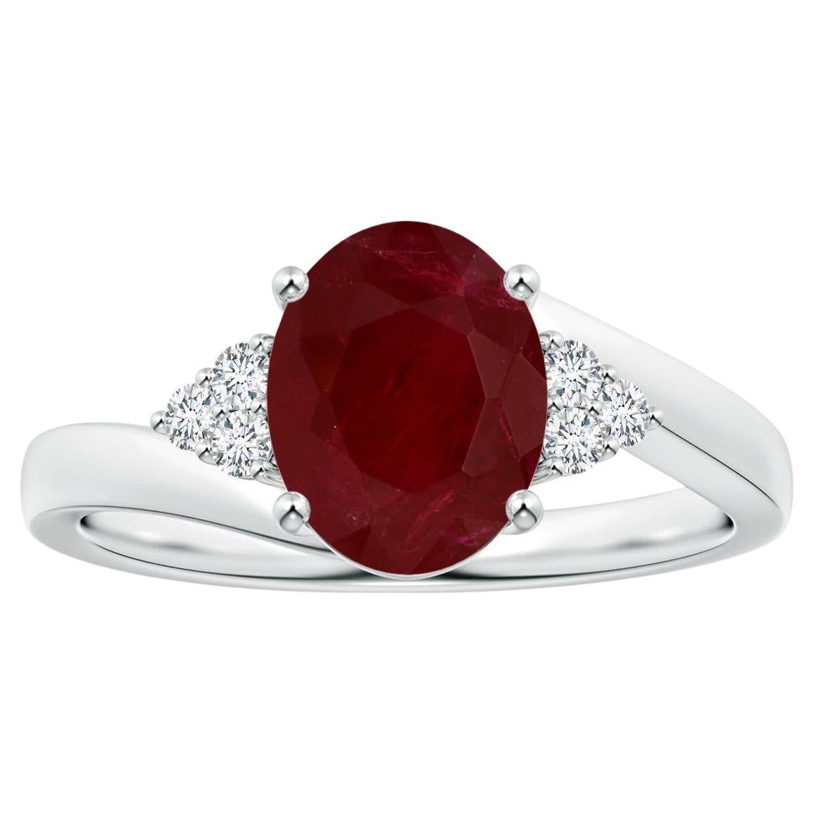 Customizable ANGARA GIA Certified Ruby Bypass Ring in Yellow Gold with ...