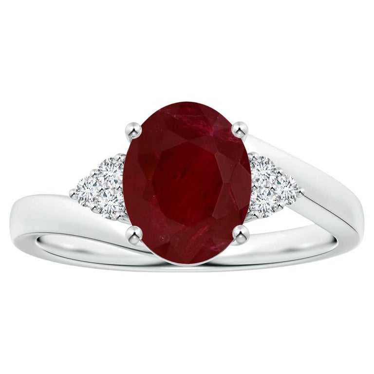 Customizable ANGARA GIA Certified Natural Ruby Bypass Ring in White ...
