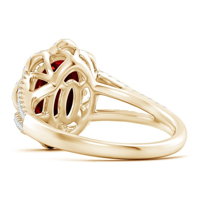 Customizable Angara Gia Certified Natural Ruby Floral Halo Split Shank ...